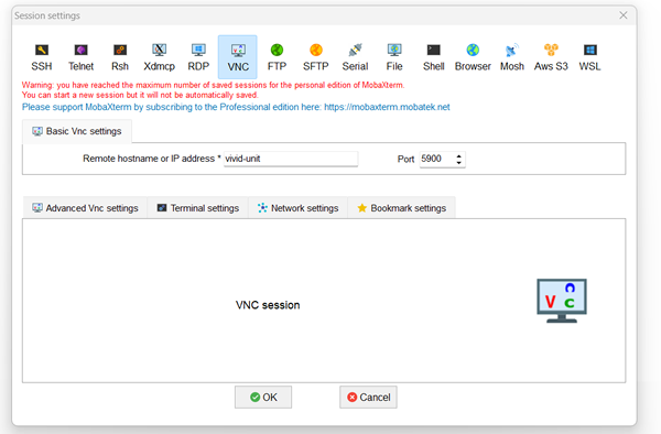 connect-via-VNC - Vivid Unit